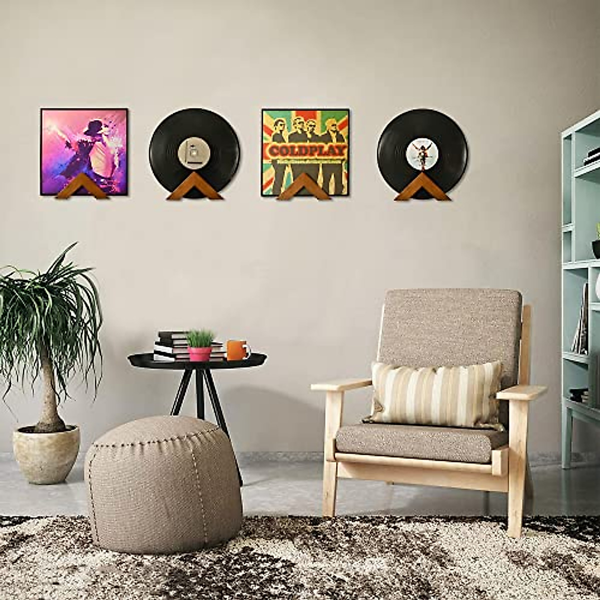 Stylish Vinyl Record Holder Wall Mount Shelf Set of 2