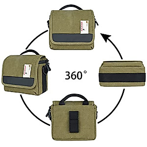 Besnfoto Camera Bag Small Mirrorless Camera Shoulder Bag Purse Waterproof Canvas Cute Compact Camera Messenger Bag Case for Women and Men
