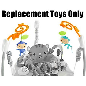 Replacement Parts for Rainforest Jumperoo - Fisher-Price Roarin' Rainforest Jumperoo CBV63 ~ Replacement Toys ~ Orange Vines with Blue Monkeys