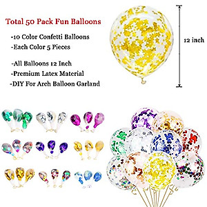 50 Pcs Fun Confetti Balloons Kit,12inch Multicolored Sequins Party Balloons Rich Color Latex Balloons for Kid Birthday Shower Wedding Christmas New Year Decoration