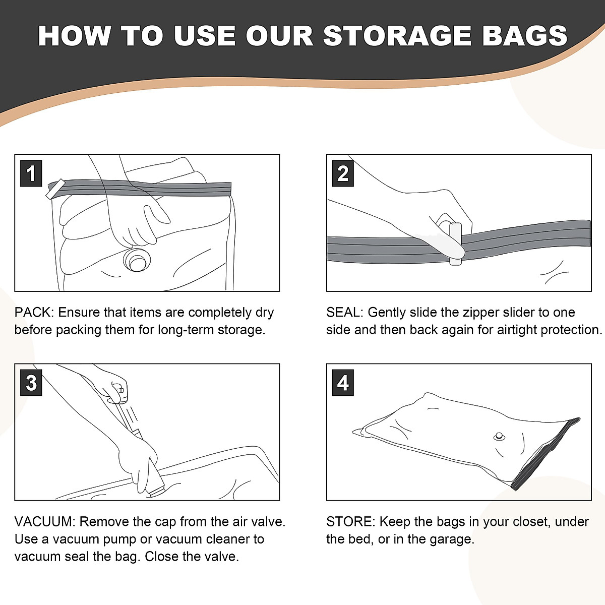 NATURELUX Vacuum Storage Bags, 20-Pack Space Saver, Zipper Vacuum Sealed Bags for Clothing, Clothes, Comforters and Blankets,Hand Pump Included (4 Jumbo/4 Large/4 Medium/8 Small)