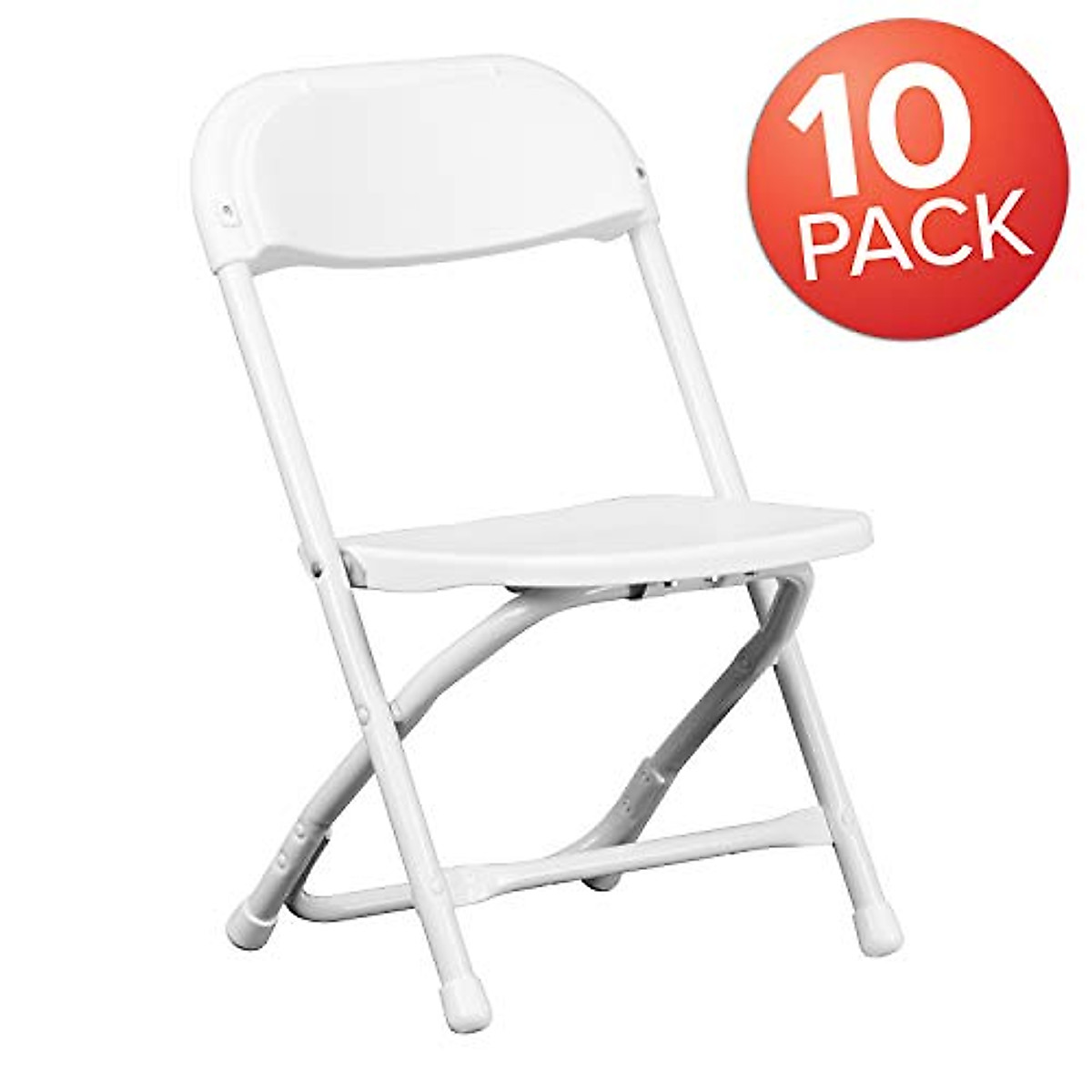 Flash Furniture Timmy 10 Pack Kids White Plastic Folding Chair