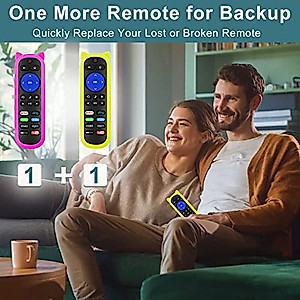 (Pack of 2) RC280 Remote Compatible with All Roku TV Remote wr Covers, for 32 40 43 49 50 55 65 70 75 80 Inch TCL/Onn/Hisense/Element/Sharp/Haier/Hitachi/LG/Sanyo/JVC/Magnavox/RCA/Westinghouse Roku TV