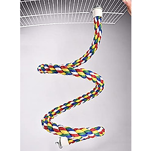 Bird Cage Rope Perch, Parrot Multicolor Flexible Rope Perch, Rope Bungee Bird Toys for Parakeets Cockatiels, Conures, Lovebirds, Finches (39.4 Inch)