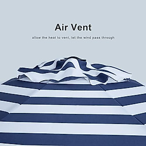 Tempera 9ft Patio Market Outdoor Table Umbrella with Push Button Tilt and Crank,Large Sun Umbrella with Sturdy Pole&Fade resistant canopy,Easy to set, Blue White Stripe