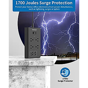 2 Prong Power Strip with Flat Rotating Plug, NTONPOWER 10ft Extension Cord Surge Protector, 4 Outlets 4 USB, 2 Prong to 3 Prong Outlet Adapter, 1700 Joules, Overload Protection for Non-Grounded Outlet