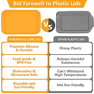 Purekra Silicone Lids for Pyrex 233丨233-D Glass Baking Dish, 1 Pack Silicone Lid for Pyrex 9'' x 13'' Glass Baking Dish, Dishwasher & Freezer & Microwave Safe (Baking Dish Not included)