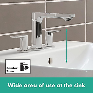 Hansgrohe Rebris E Contemporary 2-Handle 3-Hole 5-inch Tall Bathroom Sink Faucet in Chrome, 72532001