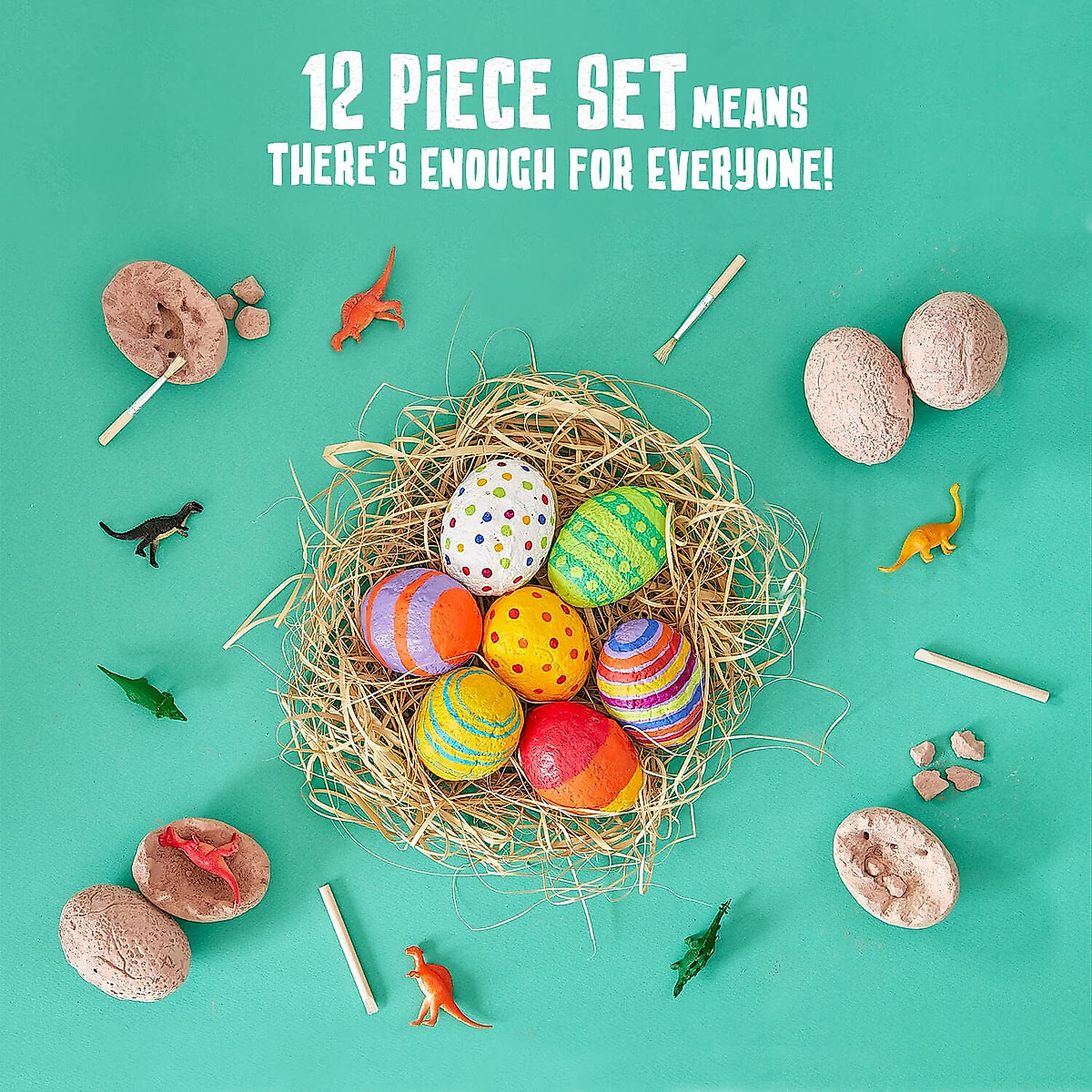 Dino Eggs Dig Kit, Dinosaur Eggs for Kids 3-5, Perfect for Dinosaur Birthday Party Supplies and Dinosaur Party Games - 12 Dino Eggs Excavation Set for Kids by JitteryGit