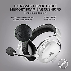 Razer BlackShark V2 Pro Wireless Gaming Headset: THX 7.1 Spatial Surround Sound, Headphone with Microphone, Detachable Mic - for PC Computers, Mac/Windows, PS4, PS5, Nintendo Switch, White (Renewed)