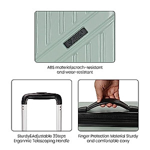 PRIMICIA GinzaTravel PC+ABS suitcase Spinner Wheels scratch-resistant Lightweight Spinner Expandable Suitcase, luggage sets,Universal wheel (Green, 3-Piece Set(20"/25"/29"))