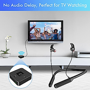 Golvery Bluetooth Headphones Transmitter for TV Watching, Neckband Wireless Stereo Earphones Earbuds Set w/Transmitter Adapter for Optical Digital RCA 3.5mm Aux TVs, Plug n Play No Audio Delay