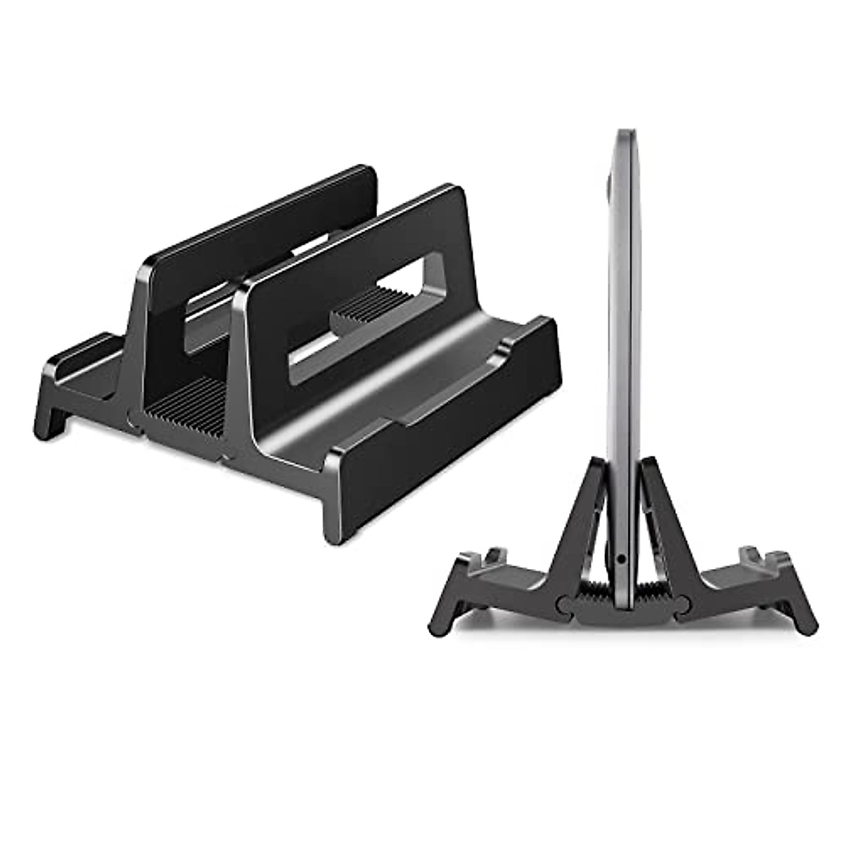 STARSIKI Vertical Laptop Stand, 3-in-1 Gravity Auto Locking Laptop Holder, MacBook Stand for Desk Closed Upright, Space Saving Desktop Organizer for MacBook/Surface/Chromebook/Dell/HP/iPad/Tablets