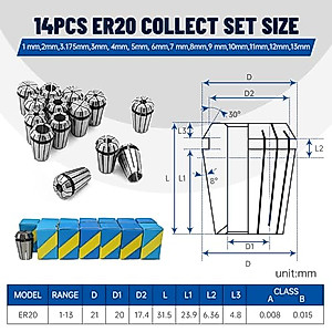 CNCTOPBAOS 2.2KW Water Cooled Spindle Motor ER20 24000rpm 400Hz+2.2KW VFD Inverter Variable Frequency Driver 110V+80mm Clamp+80W Pump+6m Pipe+14pcs Collet CNC Kit for CNC Router Milling Machine