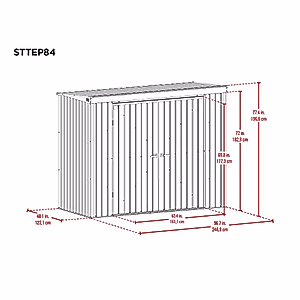 Scotts 8' x 4' Garden Storage Shed Outdoor Lockable Water-Resistant Steel Building with Tool Hanger and Pent Roof, Green