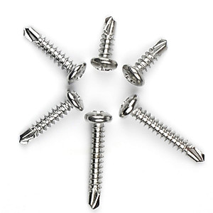 Jetovo 150 Pack 410 Stainless Steel Pan Head Phillips Self Drilling Screws Sheet Metal Tek Screws Assortment Kit - Size: #8 x 1/2" #8 x 3/4" #8 x 1"