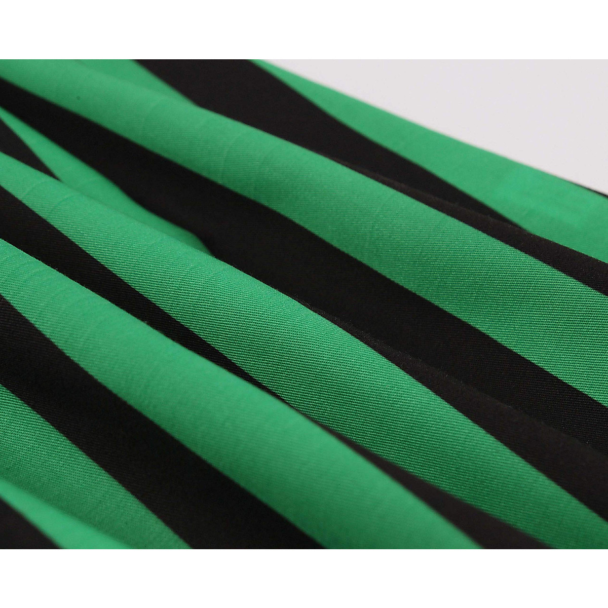 Wellwits Women's Tie Neck Halloween Gothic Black and Green Stripe Vintage Dress M