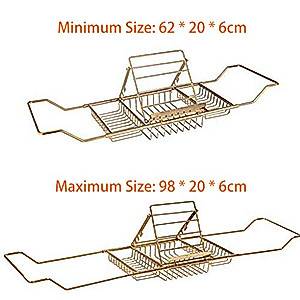 OldPAPA Bathtub Trays, Stainless Steel Expandable Shower Bathtub Tray Over Bath Tub Racks Shower Organizer with Removable Book Holder - Non-Slip Grip | Fits Most Tubs