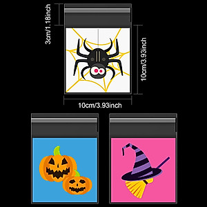 Joottuan 240 Pieces Halloween Treat Bag Self Adhesive Candy Cellophane Bags Plastic Cookie Goodie Bags for Kids Halloween Party Supplies