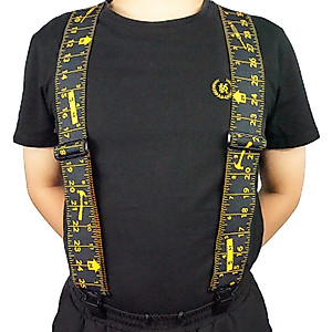 MELOTOUGH Tool Belt Suspenders Work Suspenders 2" Wide Adjustable and Elastic Braces X Shape with Very Strong Clips - Heavy Duty tape measure suspenders for men (Black Tape)