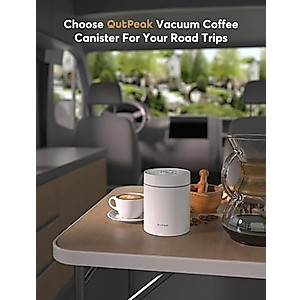 OUTPEAK Neo 2025 Kilo Auto Vacuum Coffee Canister, 1.5L Capacity for 17.6oz of Coffee Beans, One-Button Operation, Stainless Steel Coffee Storage Container for Barista, Gifting (Large, Pearl White)