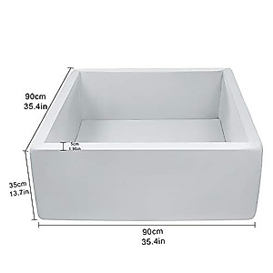 TRENDBOX Ball Pit 35.4x35.4x13.8in Square Baby Ball Pit Foam Ball Pit Ball Pool Indoor Ball Pits for Toddlers Kids Balls NOT Included - Light Gray