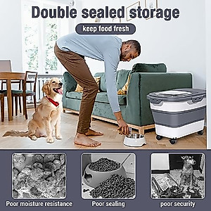 Muibe Dog Food Storage Container 20-23 LBS, Dog Food Storage,Pet Food storage Containers, Collapsible Airtight Dog Food Containers with Clear Lid, Measuring Cups