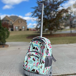 seastig Rolling Backpack 16 inch Wheeled Backpack with Lunch Bag & Pencil Case Roller Backpack Set Carry-on Bag School Travel