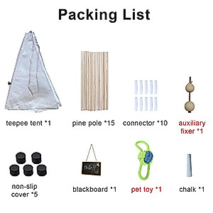 WUKOO Pet Teepee with Cushion for Dogs and Cats Puppies House with Bed Portable Pet Tent Indoor Outdoor 24 Inch & 28 Inch Washable Mini Tents for Pets (White-28 Inch no Cushion) …