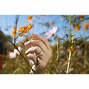 Charles & Colvard Created Moissanite 6.5mm Round Cut Engagement Ring for Women | 1.3 cttw DEW | Lab Grown | Solid 14K White Gold with Rhodium | Size 6