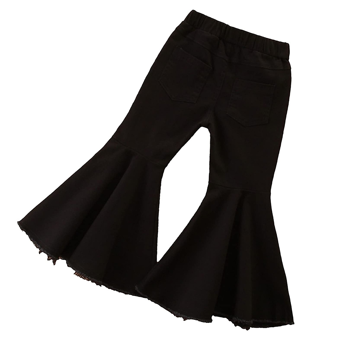 Haokaini Toddler Baby Girl Ruffle Ripped Jean Trouser Bell Bottom Flare Pants