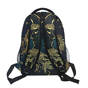 JIPONI Ethnic Moon Sun Star Backpack For Women Men, Student School Bag Bookbag Travel Laptop Backpack Purse Daypack