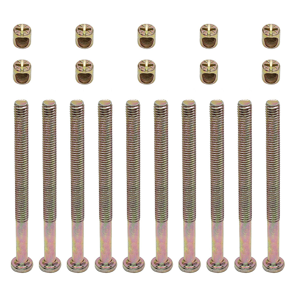 Coufce 10Pcs M6 x 80mm Bunk Bed Bolts,Hex Drive Socket Cap Furniture Bolts Barrel Nuts Set for Headboard, Bed Frame,Furniture (Zinc Plated)