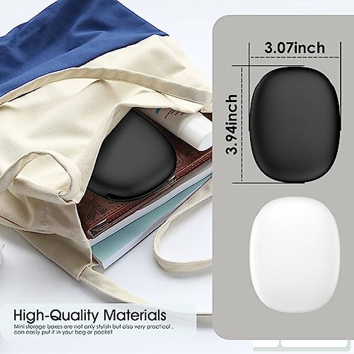 Nearockle Silicone Headphone Organizer - Compact Data Cable Storage Bag for Cell Phone Accessories, Earphones, Keys, Cords, and More - Includes 2 Cases and 4 Cable Ties (White/Black)