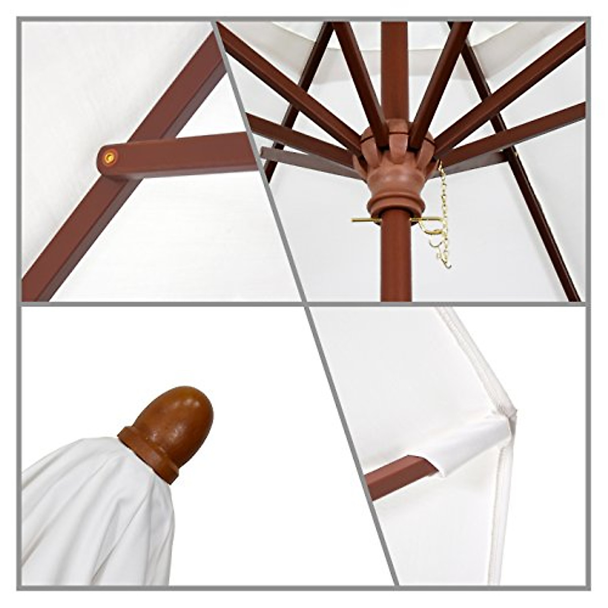 California Umbrella 9' Round Hardwood Frame Market Umbrella, Stainless Steel Hardware, Push Open, Pacifica Pacific Blue