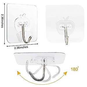 20PCS Wall Hooks - Adhesive Hooks - 15lb(Max) Heavy Duty Adhesive Hooks, Command Hooks for Hanging, Reusable Sticky Stainless Steel Hook, Waterproof, Apply for Kitchen, Bedroom, Bathroom