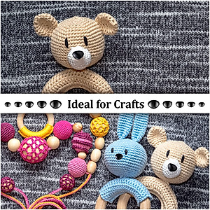 100 Pcs Plastic Animal Safety Noses for Amigurumi Crochet Toy Noses with Washers 15 mm, 18 mm, 22 mm, 24 mm, 30 mm, for Craft Doll Puppet Plush Bear Accessories