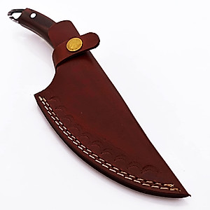 Nice Hand made High carbon steel Filet/Kitchen/skiner knife, Hunting, hiking and for fishing with Beautiful leather sheath. (Black) (Damascus)