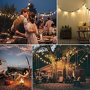 100FT Solar String Lights Outdoor Waterproof, Solar String Lights for Outside with Remote, G40 LED Lights String Solar Powered with 52 Shatterproof Bulbs, Dimmable Patio Hanging Lights for Yard Garden
