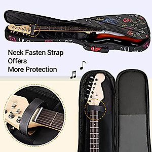 CAHAYA Electric Guitar Bag Rose Printing Soft Guitar Case 8mm Padding Gig Bag Backpack with Handle Loop CY0267