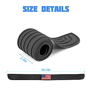 Car Rear Bumper Protector Guard, American Flag Anti-Scratch Door Entry Sill Guard, Non-Slip Rubber Vehicle Trim Cover Protection Strip, Car Accessories for Most Cars (Black/Red Flag/35.4"x2.7")
