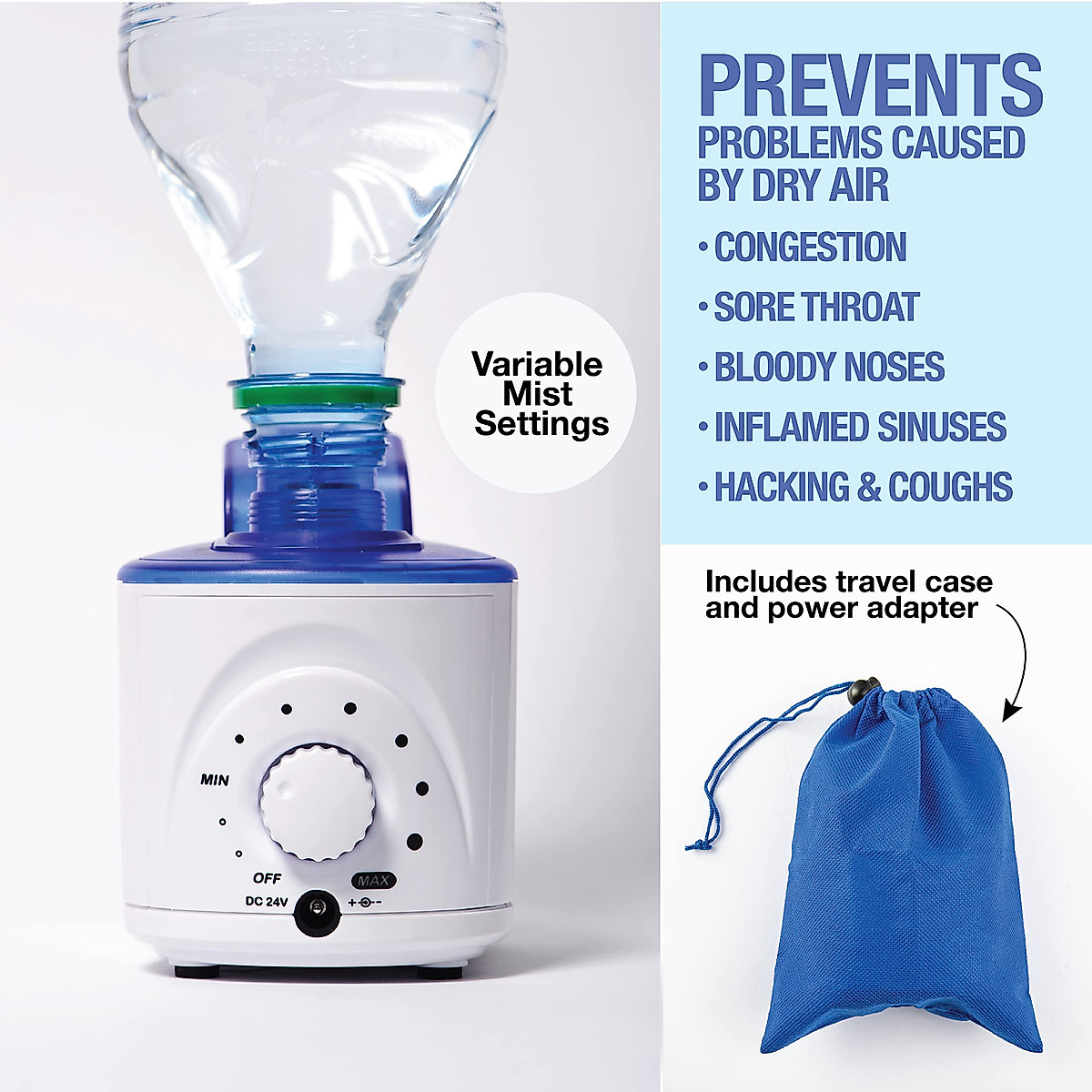 Bell+Howell Sonic Breathe Water Bottle Humidifier, Easy to Use Small Humidifier, No Leak Portable Humidifier, Mini Humidifier, Travel Humidifier, Personal Humidifier and Desk Humidifier as Seen on TV