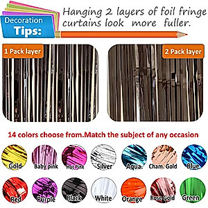 Moohome 4 Pack 3ft x 8ft Black Foil Fringe Curtain, Tinsel Door Fringe Backdrop Curtain for Birthday Wedding Engagement Graduation Celebration Bachelorette Party Decorations