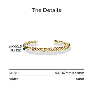 PAVOI 14K Rose Gold Plated Twisted Chunky Bangle Bracelet | 14K Gold Plated | Lightweight Everyday Jewelry (6.5, Rose Gold)