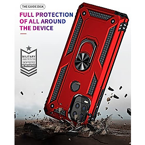 YZOK Compatible with Moto G Stylus 5G Case,with HD Screen Protector,[Military Grade] Ring Car Mount Kickstand Hybrid Hard PC Soft TPU Shockproof Protective Case for Motorola G Stylus 5G (Red)