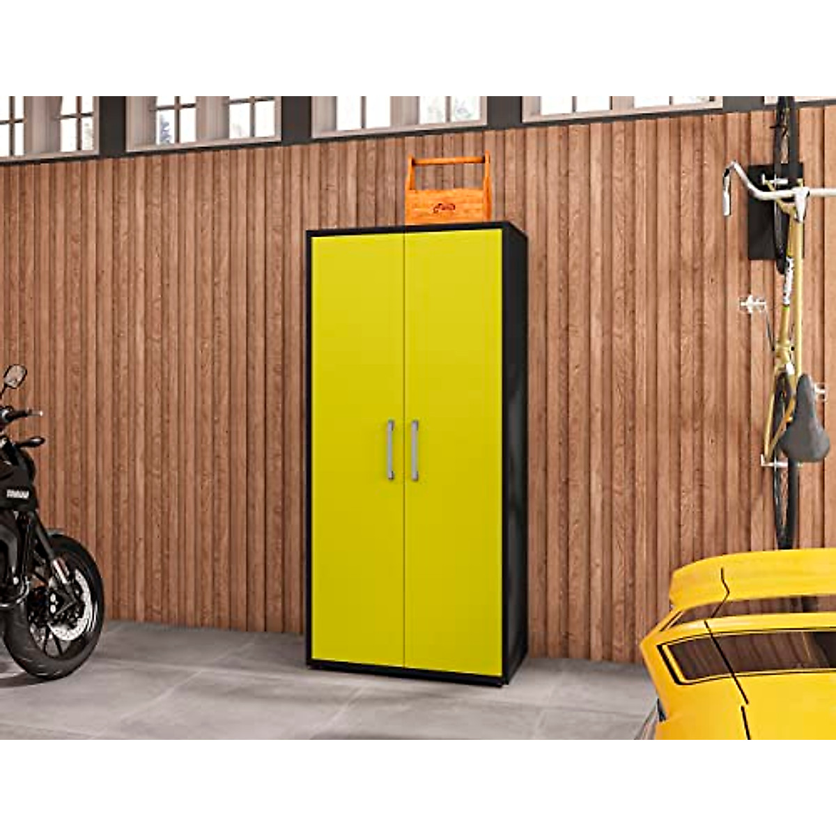 Manhattan Comfort Eiffel Garage Cabinets and Storage System, Set of 6, Yellow