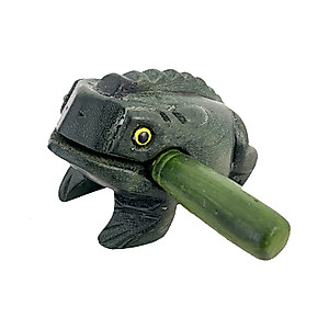 Cozinest 5" Wooden Frog Percussion Instrument Wood Frog Guiro Rasp Tone Block Thailand Handcraft Musical Lucky Frog Home Office Decoration Nice Gift (Green)