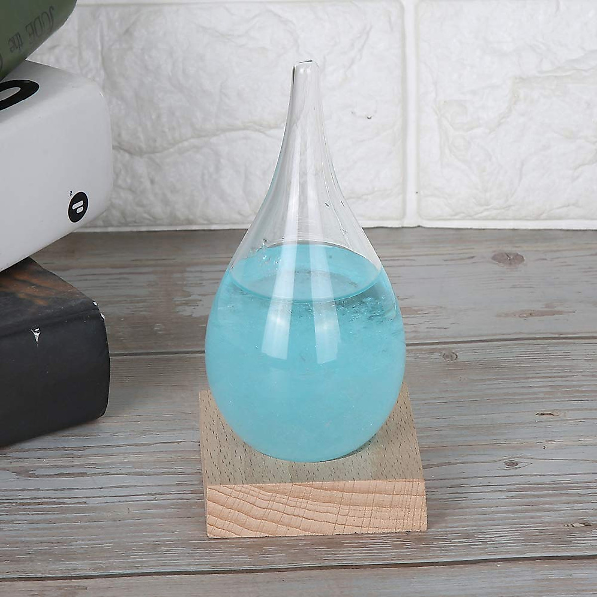 belupai Glass Weather Predicting Bottle, Drop Shape Weather Forecast Glass Weather Predictor Stylish Weather Station Forecaster Water Drops Weather Predictor Home Decoration(Blue)