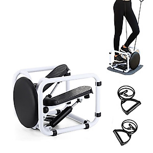 Nisorpa Fitness Stair Stepper Portable Twist Chair Stepper for Exercise with LCD Monitor and Resistance Bands Non-Slip Pedals Mini Stepper Stair Climber for Home Gym Fitness