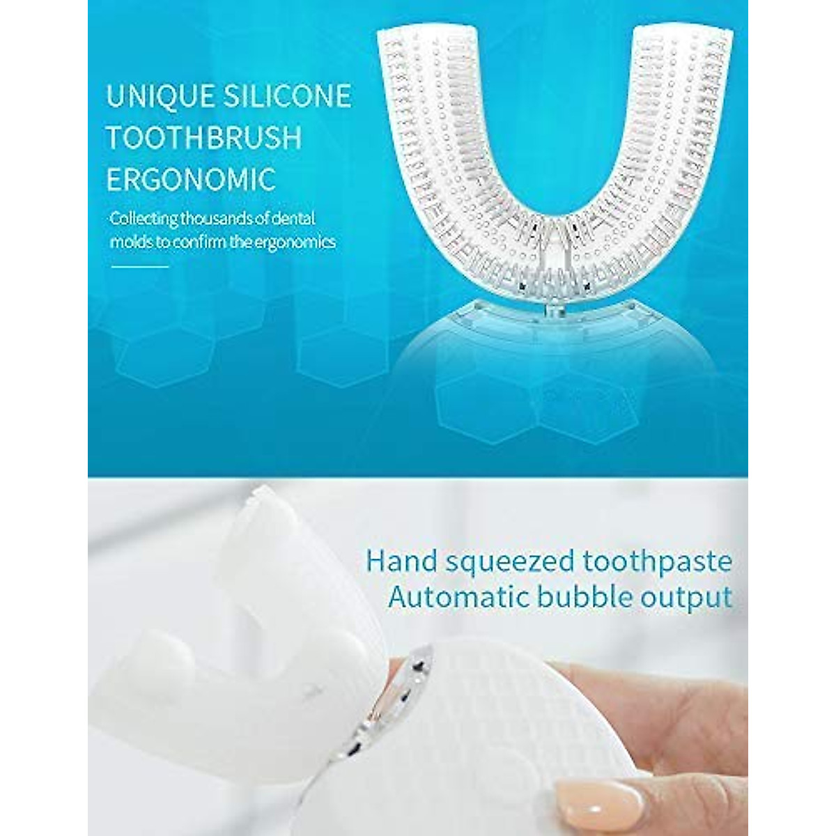 Ultrasonic Toothbrush, Automatic Toothbrush 360° Electric Sonic Toothbrush Teeth Whitening Kit with LED Light, Lebond Manual Toothbrush Teeth Whitening,White